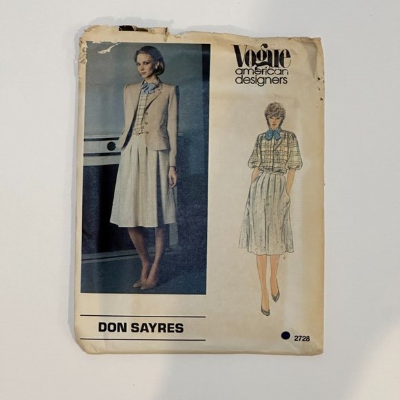 Vogue | Other | New Vintage Vogue American Designers 2728 Sz Don Sayres ...